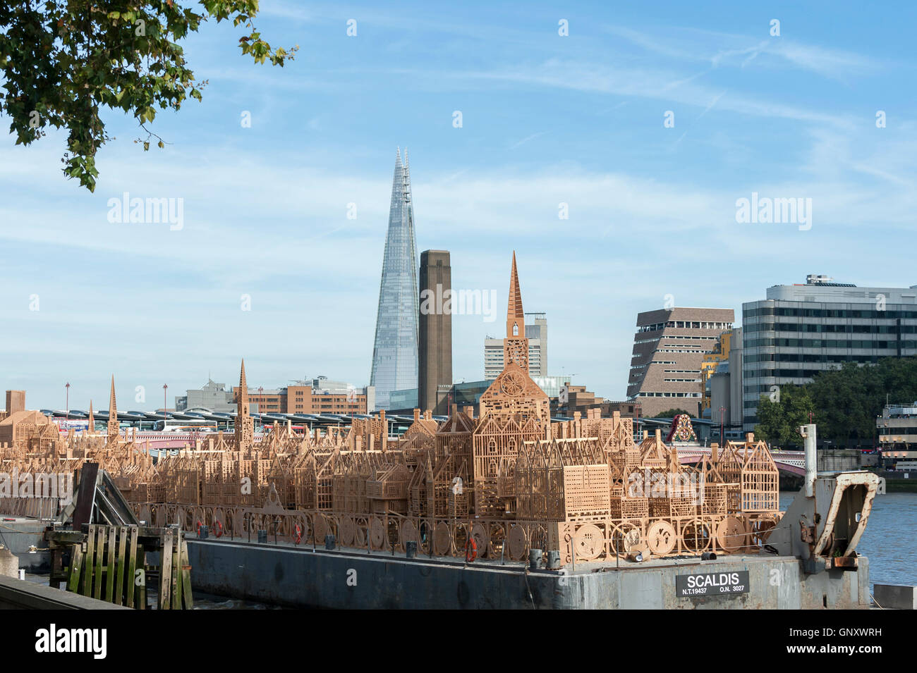 London, UK. 1 September 2016. "London 1666", a 120m wood sculpture of ...