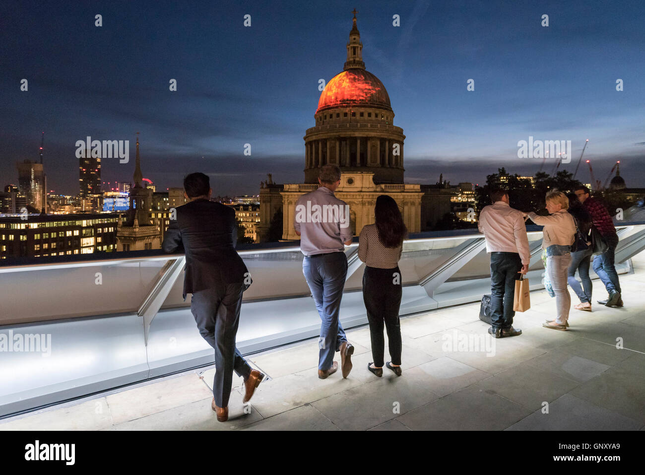 London, UK. 1 September 2016. A projection of flames onto the dome of ...