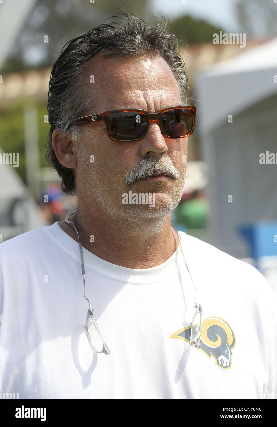 Los Angeles, California, USA. 3rd Aug, 2016. Rams coach Jeff Fisher in ...