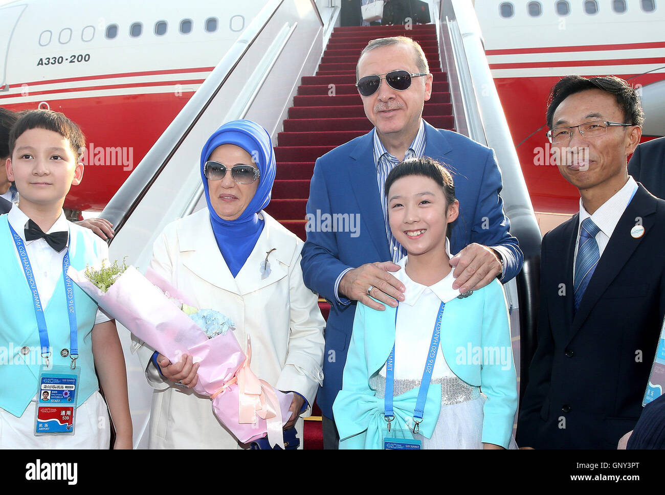 Hangzhou. 2nd Sep, 2016. Turkish President Recep Tayyip Erdogan arrives ...