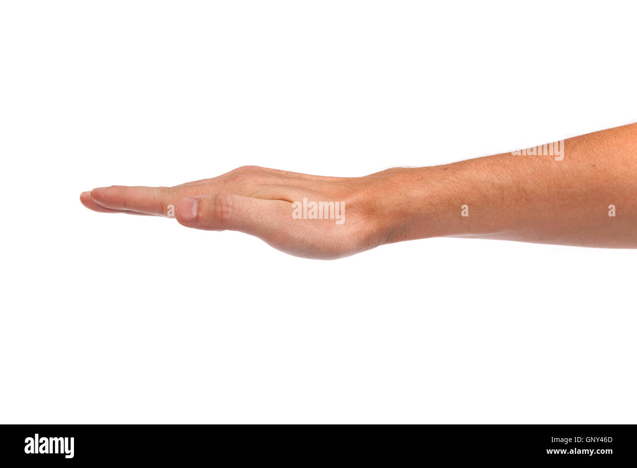 Open palm hand gesture of male hand Stock Photo - Alamy
