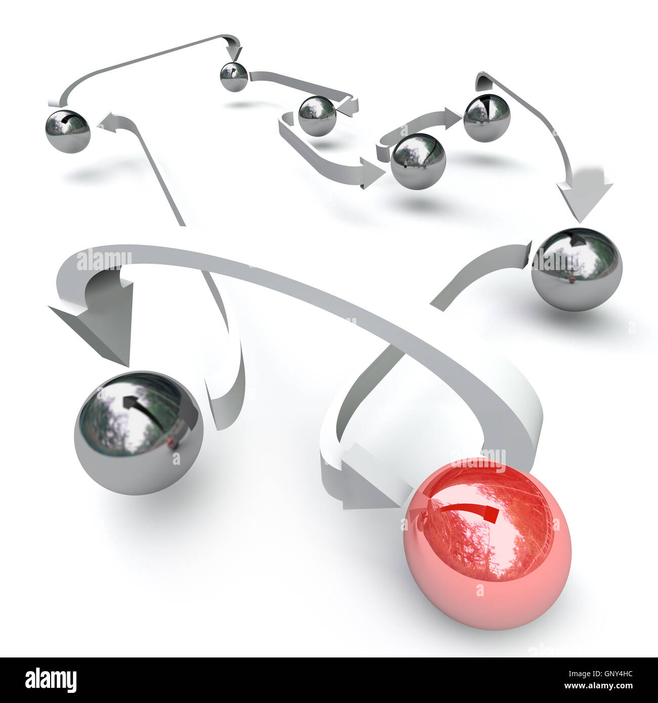 Connected Balls Network and Teamwork Arrows Stock Photo - Alamy