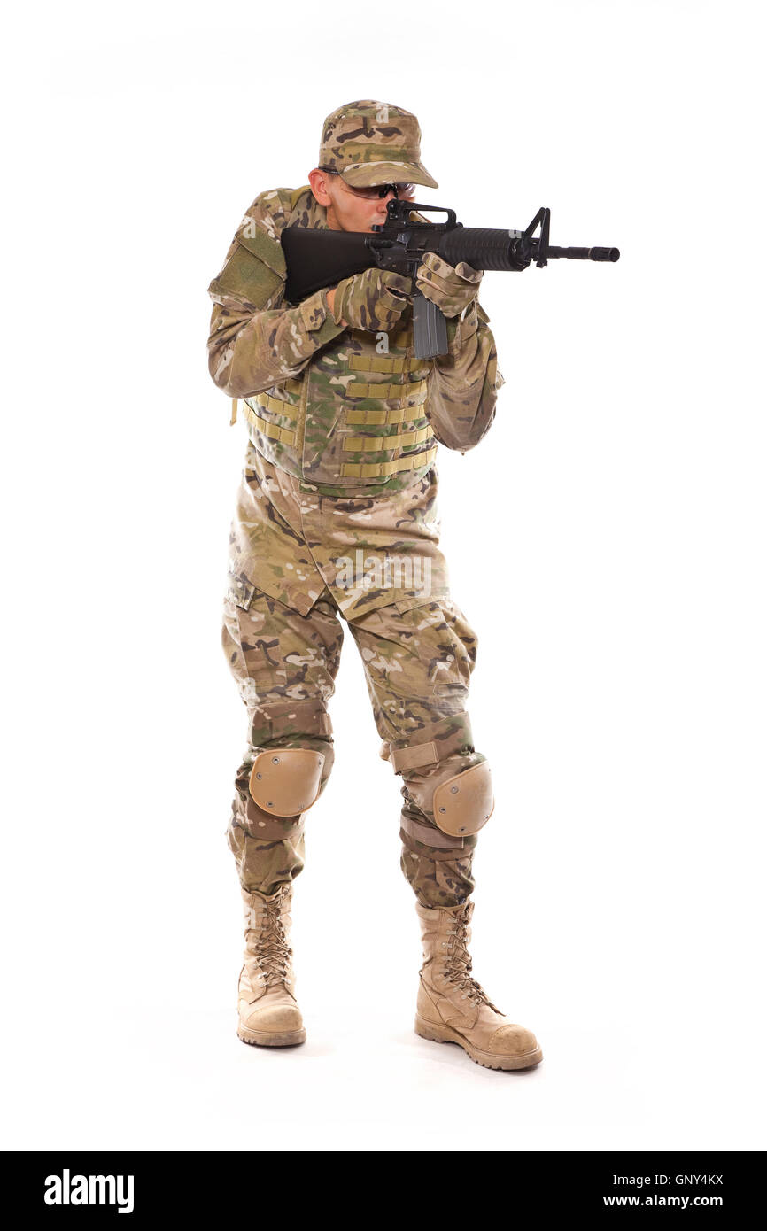 Soldier with rifle Stock Photo - Alamy