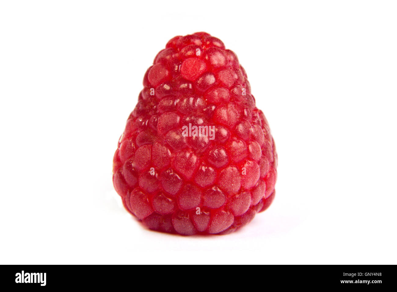 Single fresh raspberry, isolated on white. Close up macro shot Stock ...