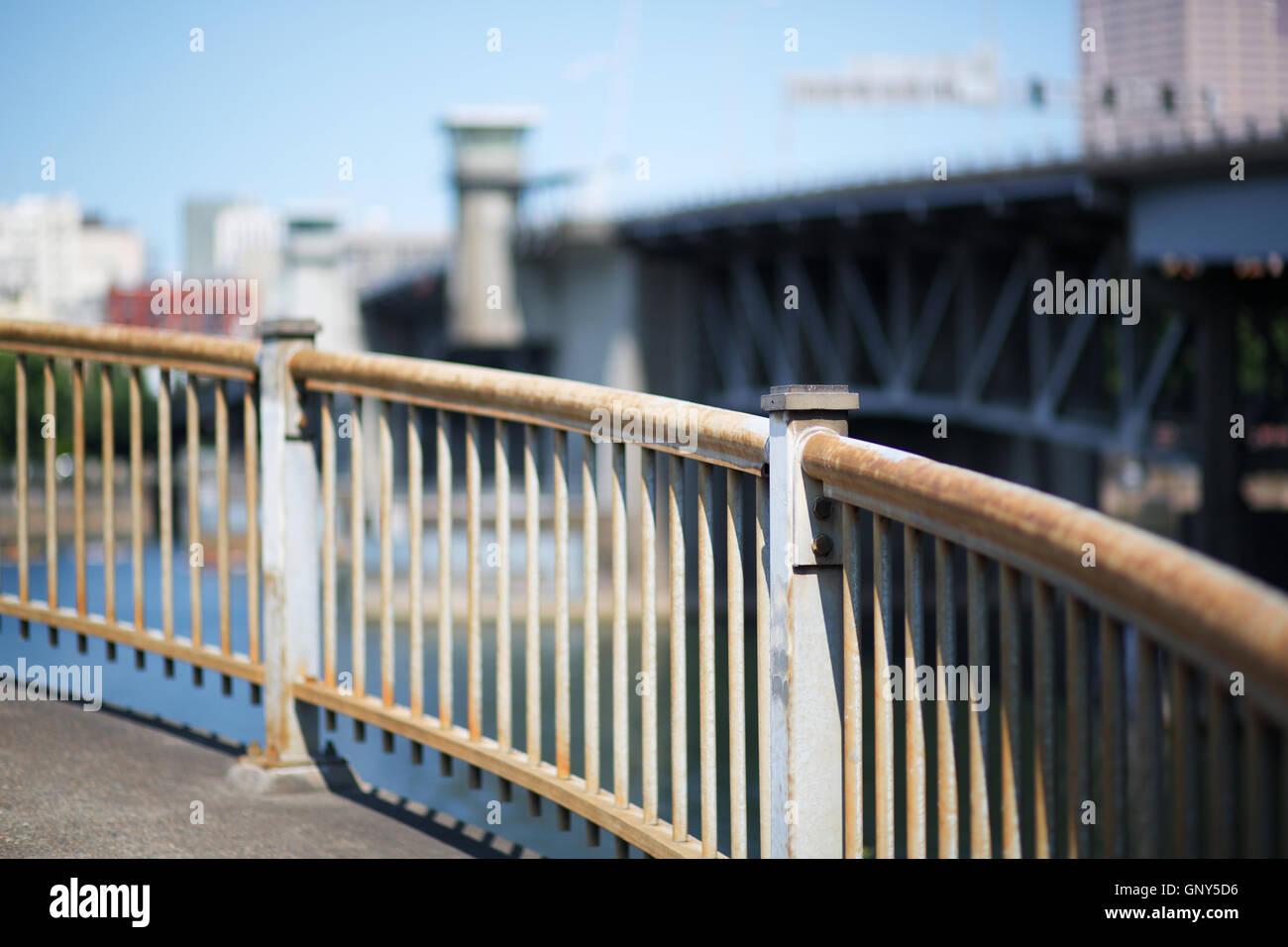 Curved steel railing more sky Stock Photo - Alamy