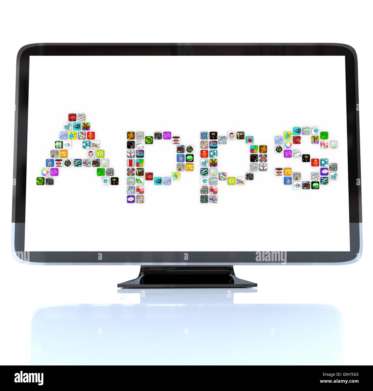 Apps Word Icons on Television Screen Stock Photo - Alamy