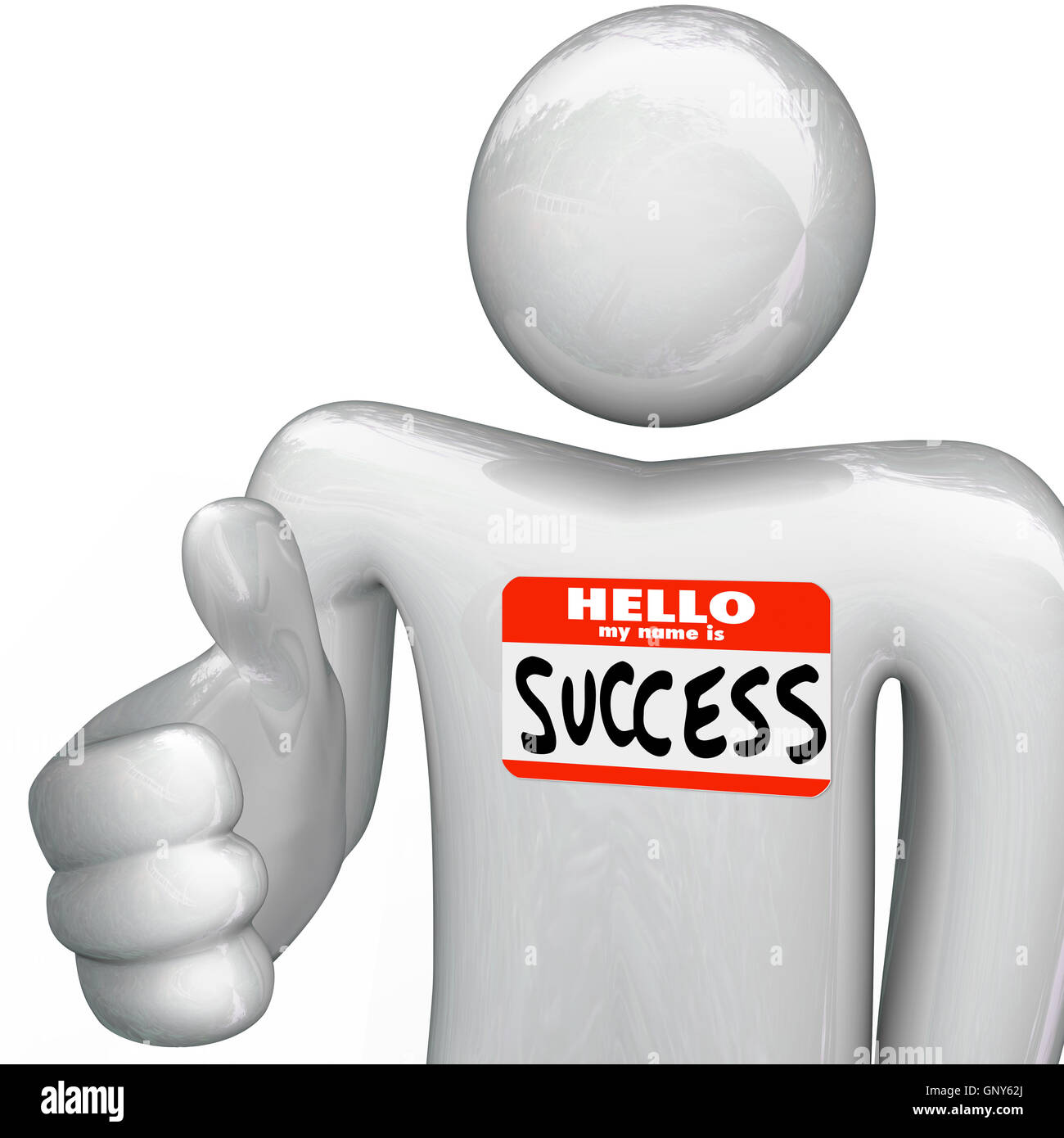 Hello My Name is Success Nametag Person Handshake Stock Photo - Alamy