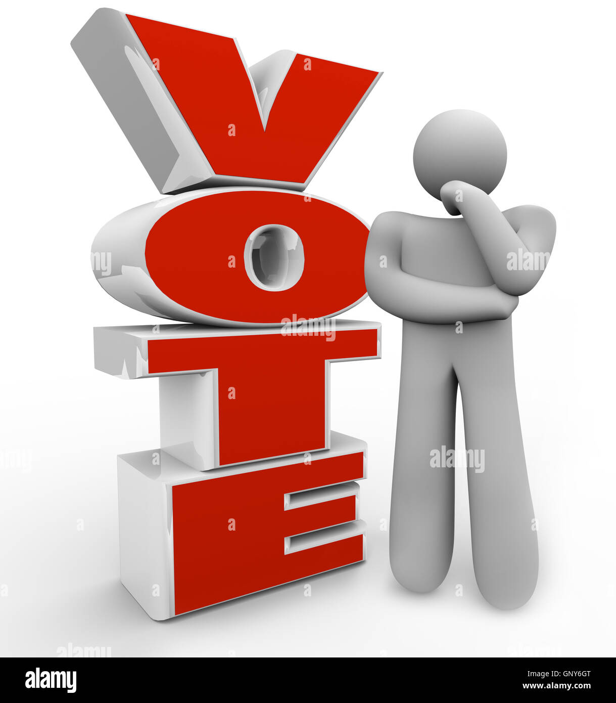 Vote Thinking Person Stands Beside Word Considering Options Stock Photo ...