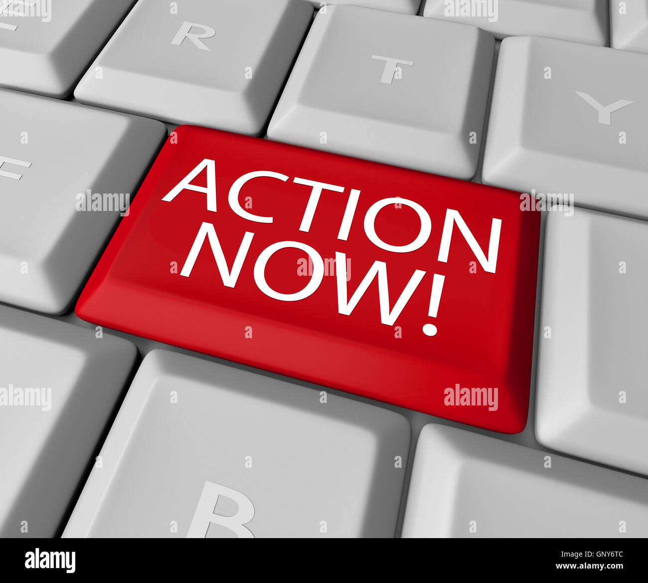 Action Now Computer Key Demanding Urgent Act Stock Photo - Alamy