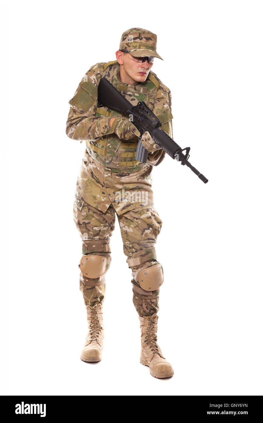 Soldier with rifle Stock Photo - Alamy