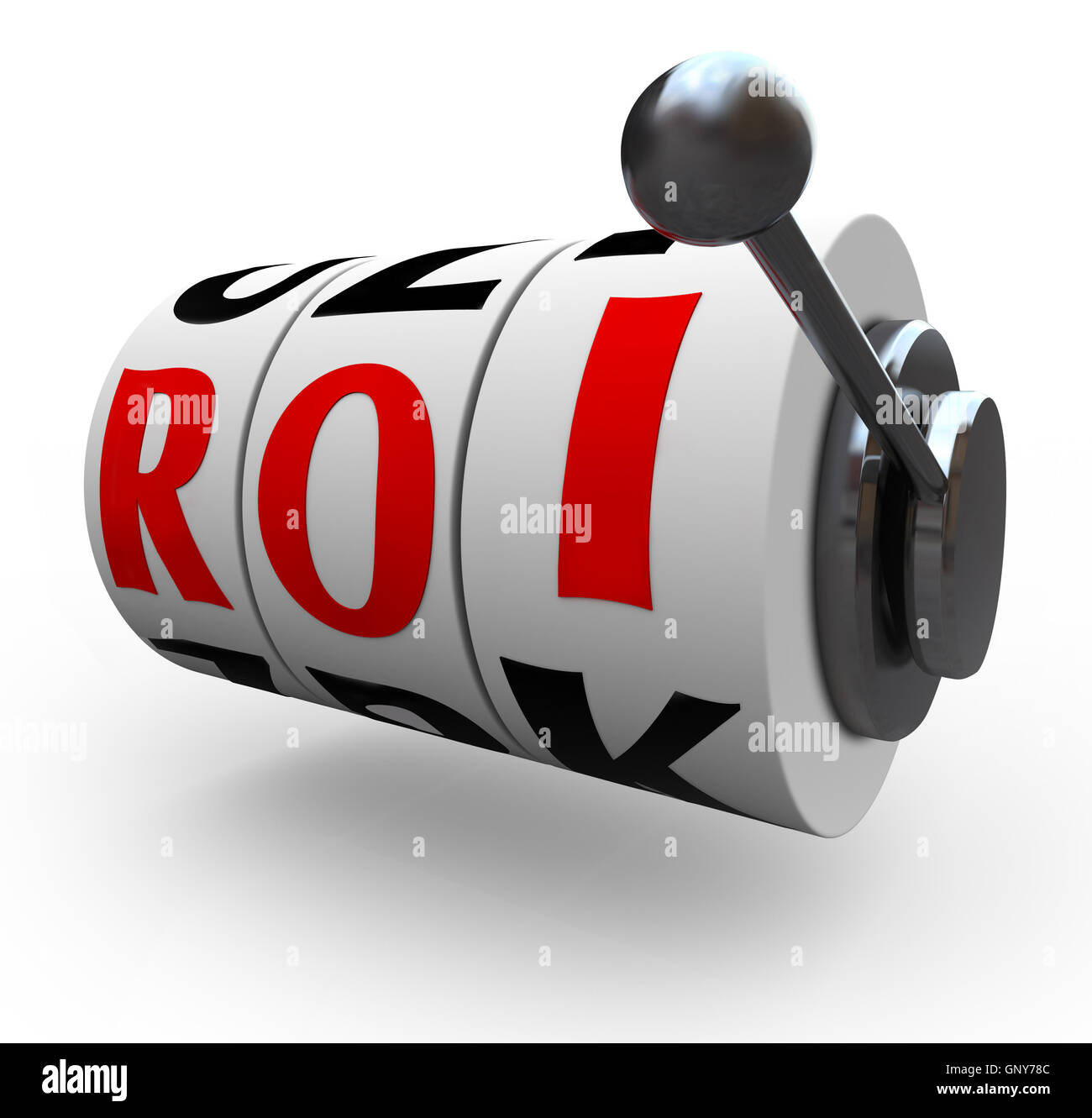 ROI Return on Investment Slot Machine Wheels Stock Photo - Alamy
