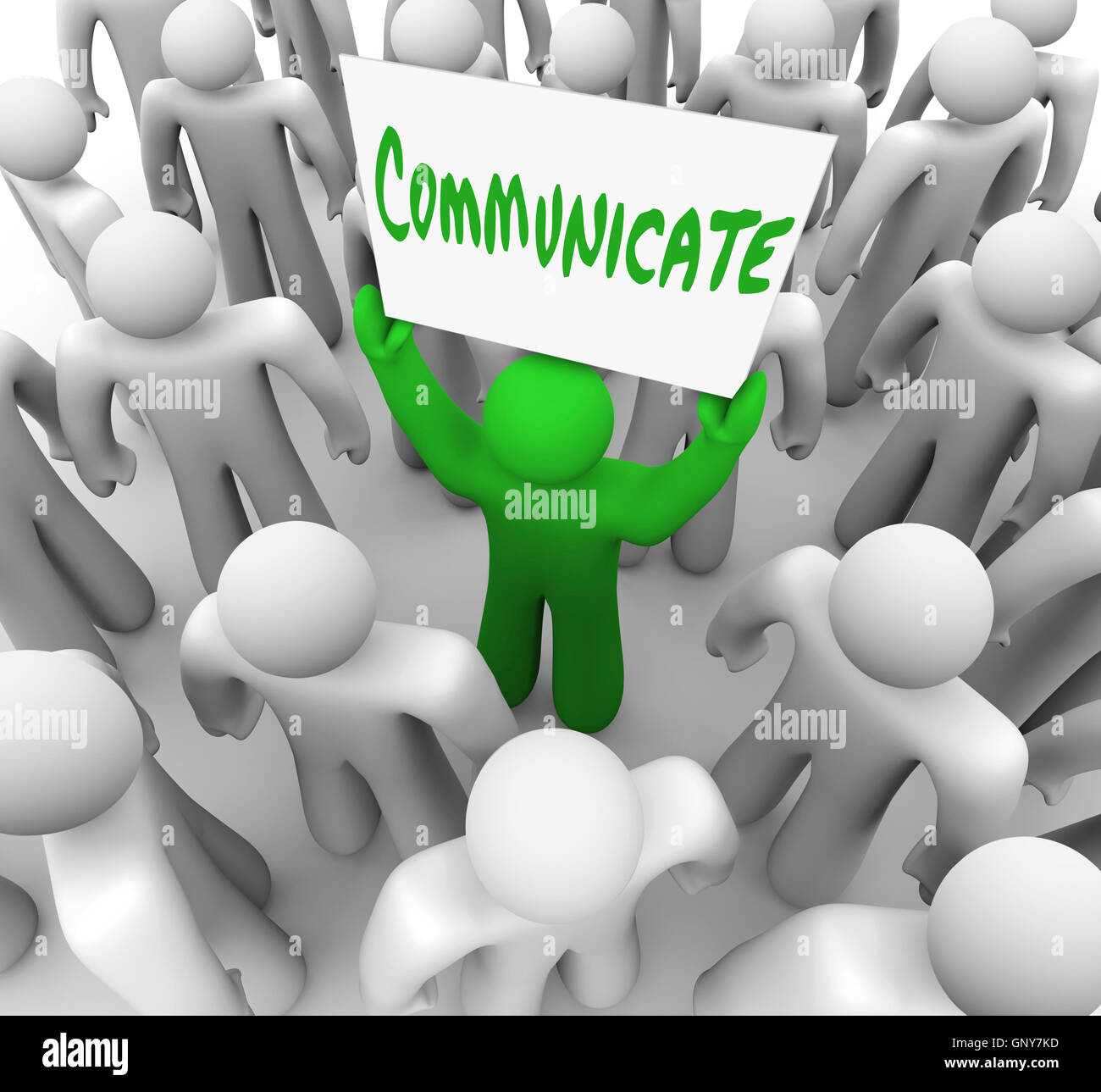 Communicate Person Holds Sign Get Attention of Crowd People Stock Photo ...