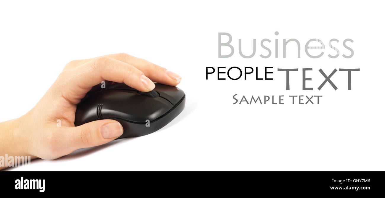 computer mouse with hand over white Stock Photo - Alamy