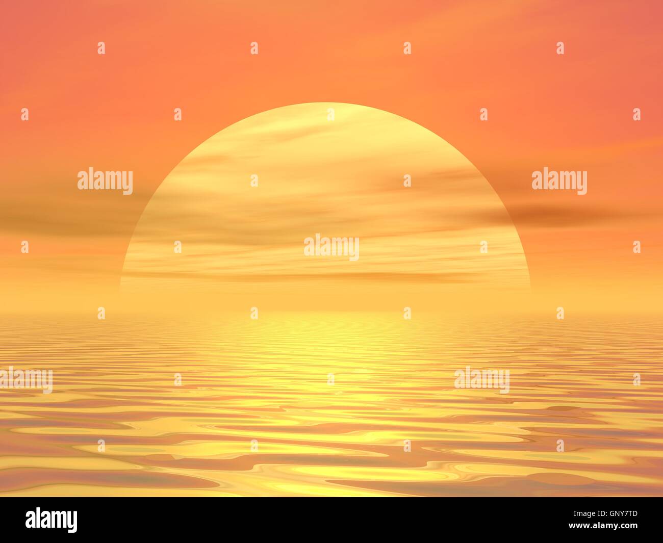 3d render sunset over ocean hi-res stock photography and images - Alamy