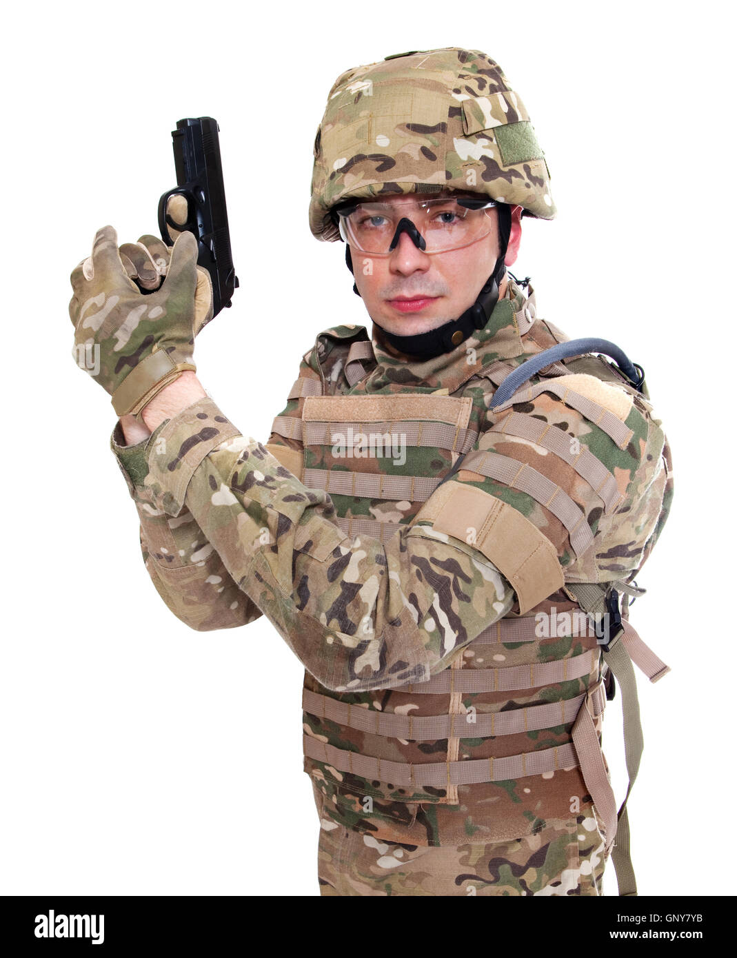 Modern soldier with rifle Stock Photo - Alamy