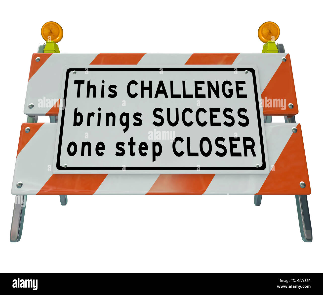 Challenge One Step Closer to Success Barricade Stock Photo - Alamy