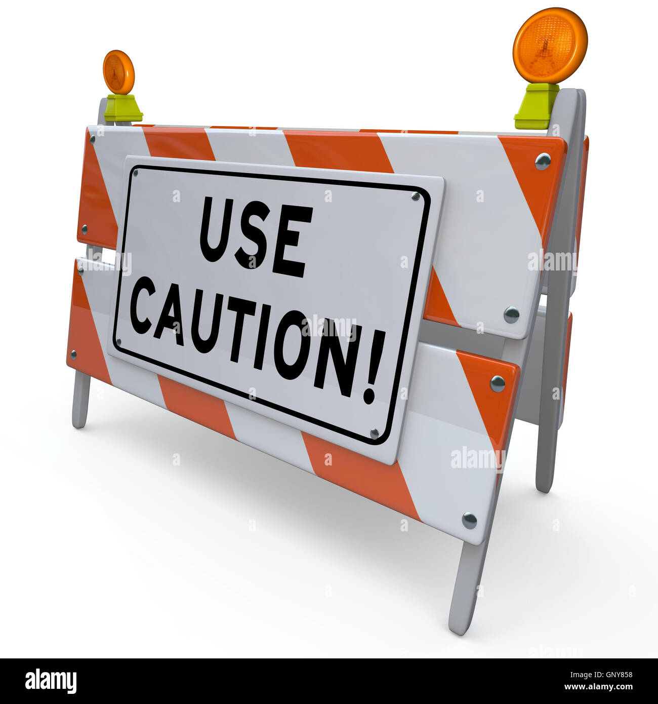 Use Caution Construction Sign Barricade Danger Warning Stock Photo - Alamy
