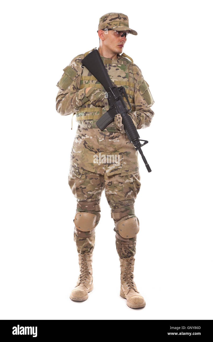 Soldier with rifle Stock Photo - Alamy