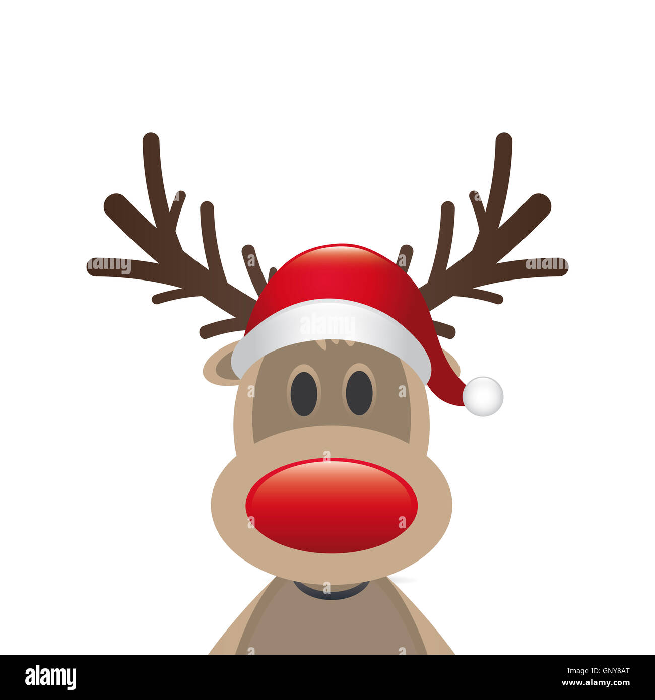 reindeer red nose santa claus hat Stock Photo - Alamy