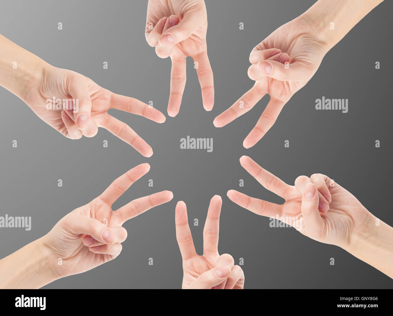 Hands of teamwork , forming the star shape Stock Photo - Alamy