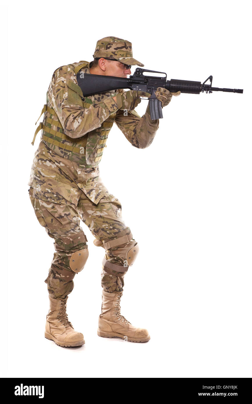 Soldier with rifle Stock Photo - Alamy
