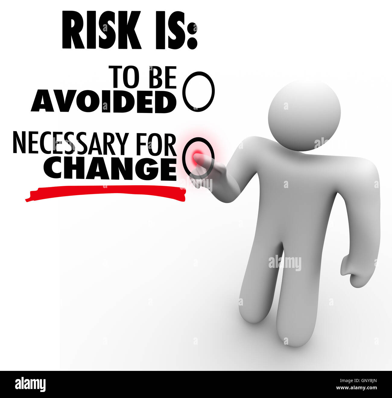 Risk is to Be Avoided or Necessary for Change Man Chooses Button Stock ...