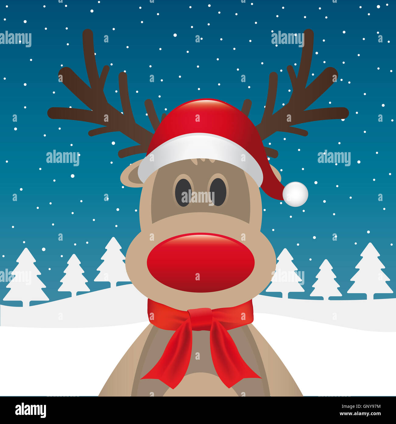 reindeer red nose scarf santa claus Stock Photo - Alamy