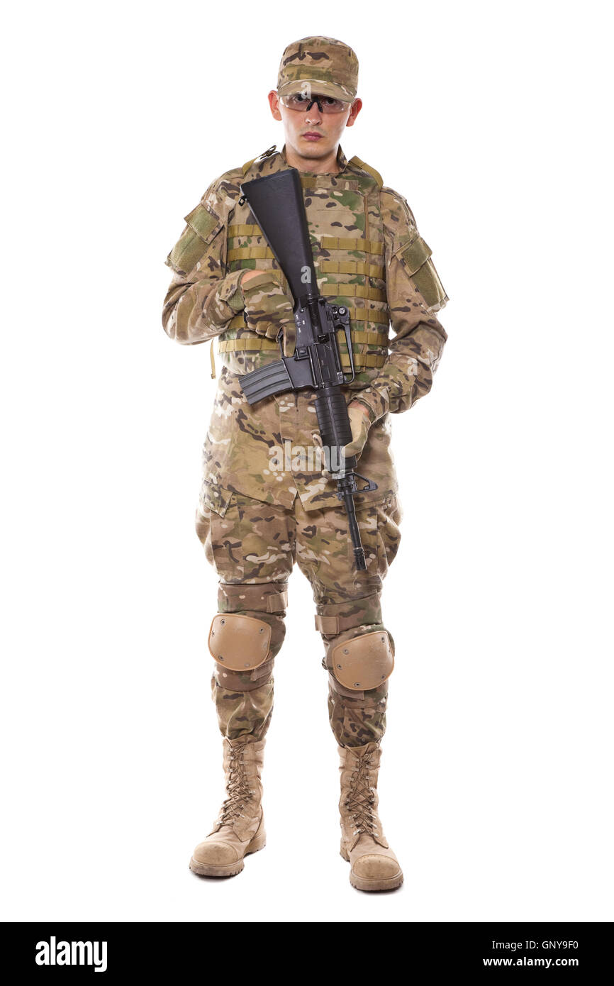 Soldier with rifle Stock Photo - Alamy