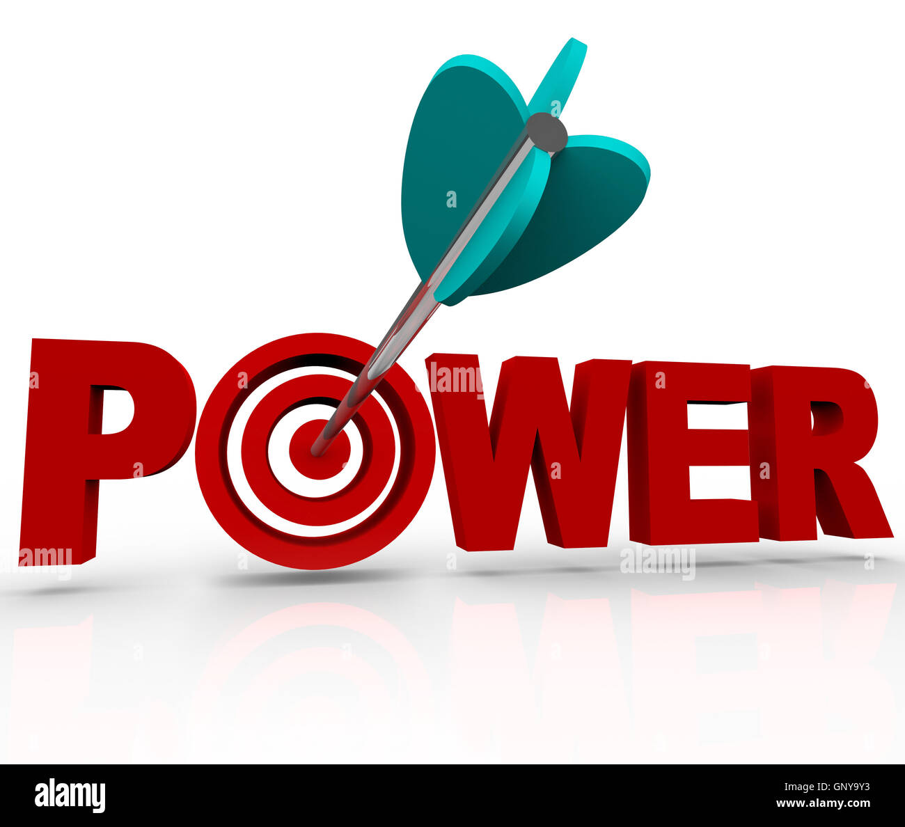 Power Word Arrow Hitting Strength Target Bulls-Eye Stock Photo - Alamy