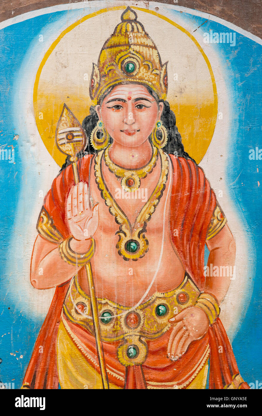 Wall painting shows Lord Murugan Stock Photo - Alamy
