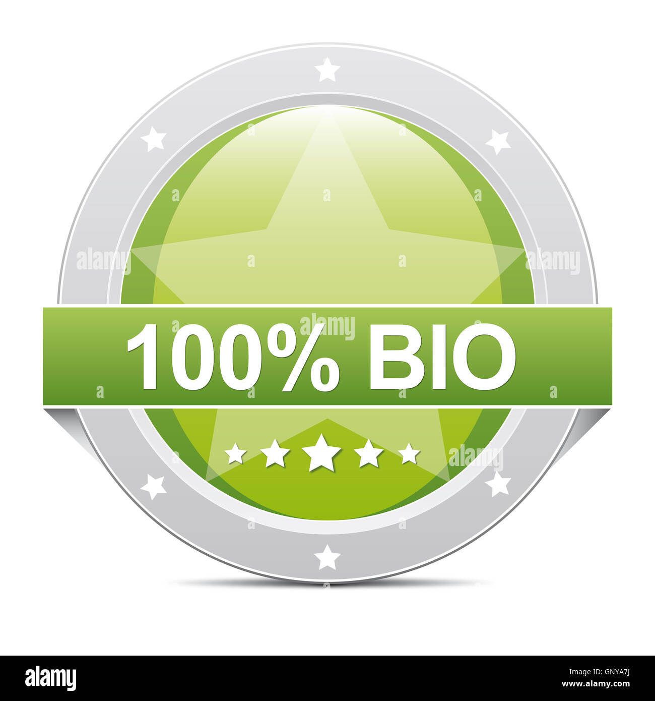 100% Bio Button Stock Photo - Alamy