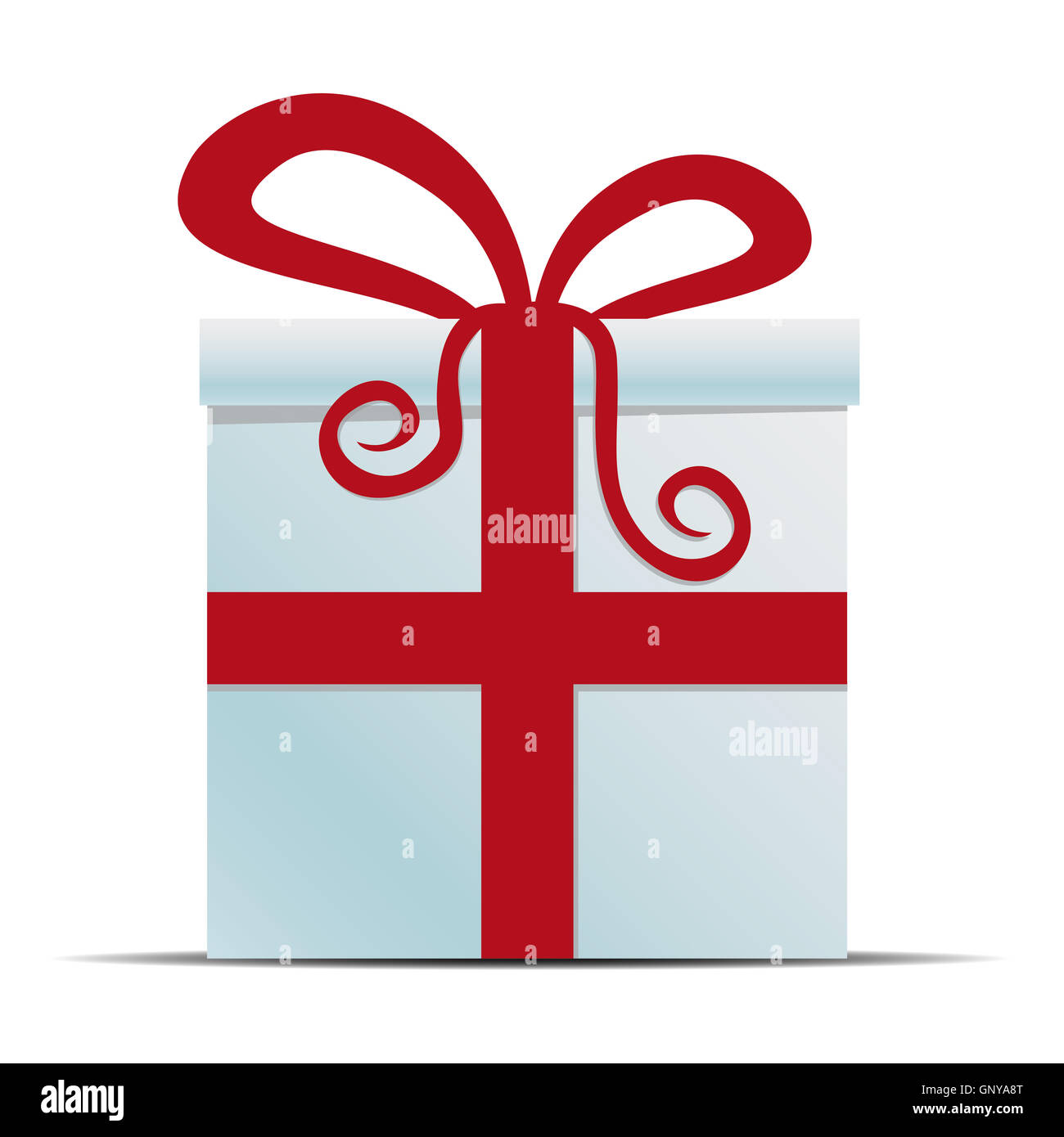 white gift box with red ribbon Stock Photo - Alamy