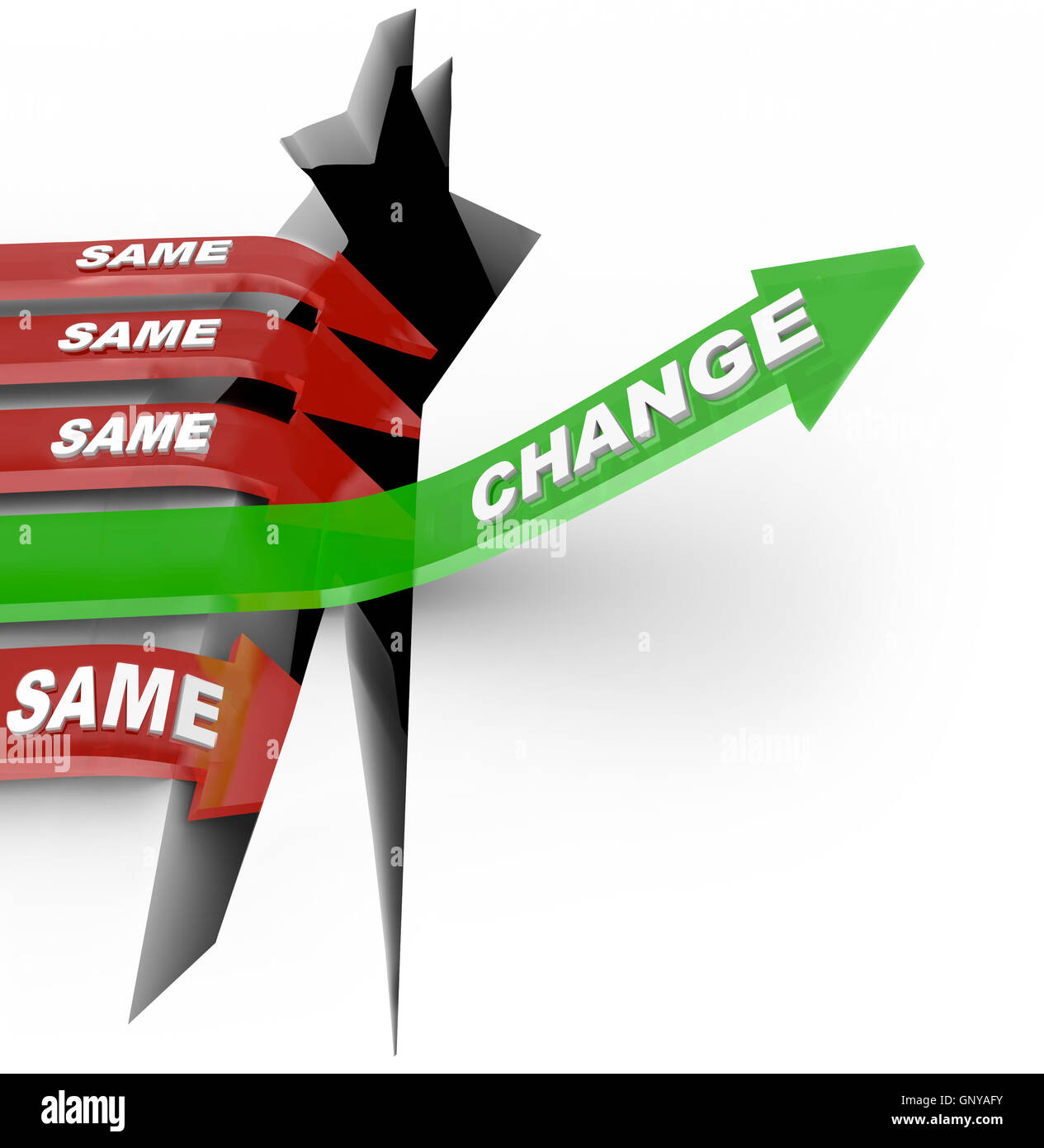 Change Arrow Rises Adapts Vs Same Arrows Failure Stock Photo - Alamy