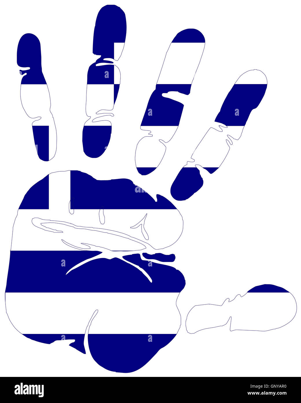 Closeup blue color handprint Cut Out Stock Images & Pictures - Alamy