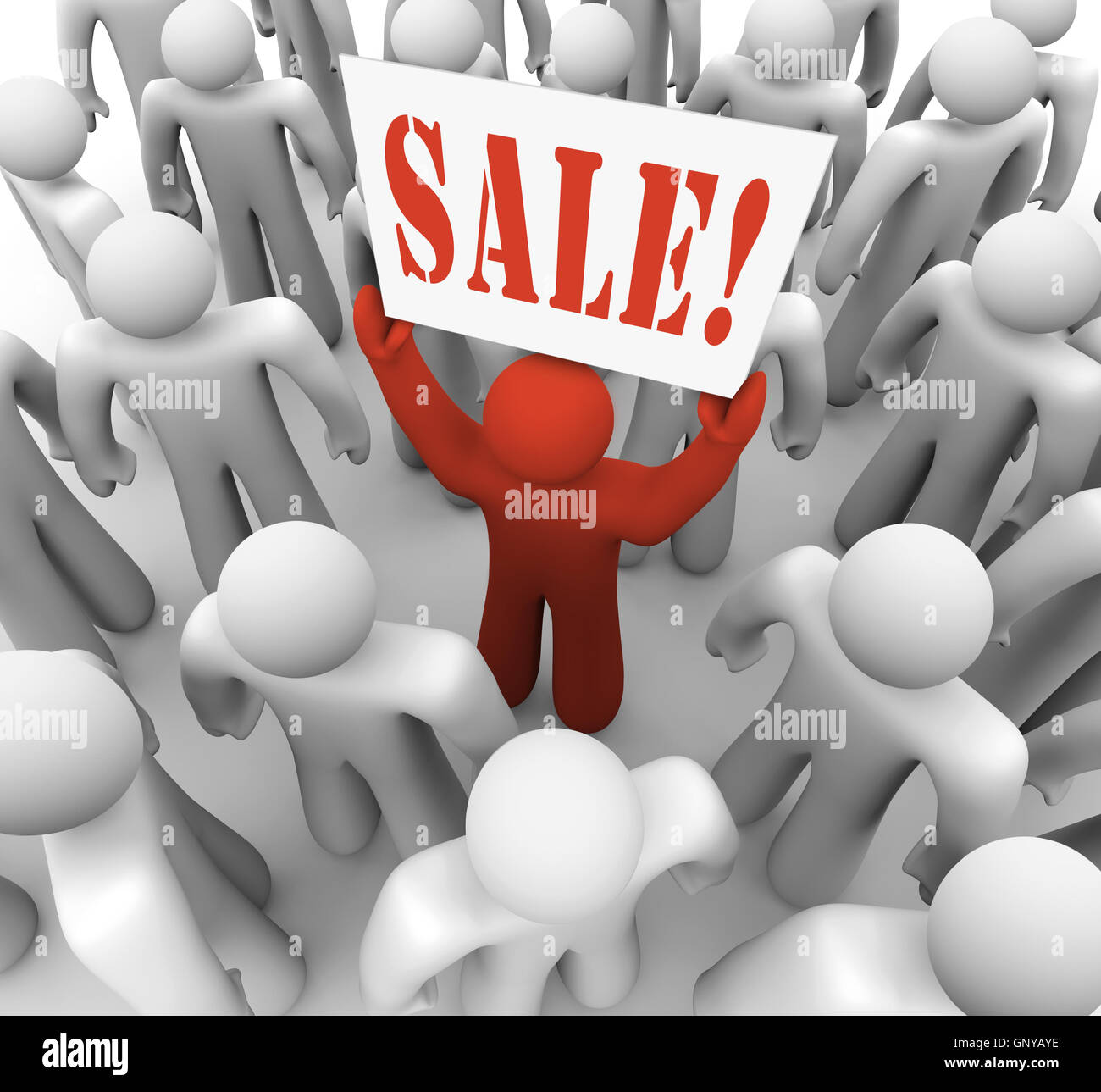 Person Holding Sale Sign in Crowd Advertising Savings Stock Photo - Alamy