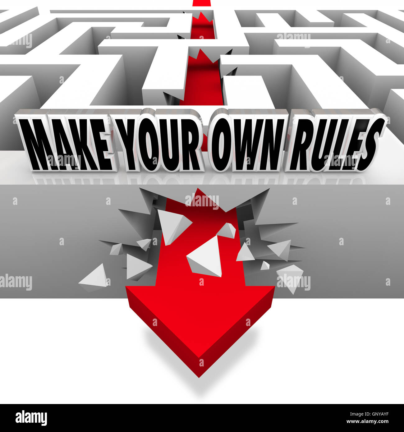 Make Your Own Rules Arrow Breaks Free of Maze Stock Photo - Alamy Make Your Own Rules Arrow Breaks Free of Maze Stock Photo - Alamy