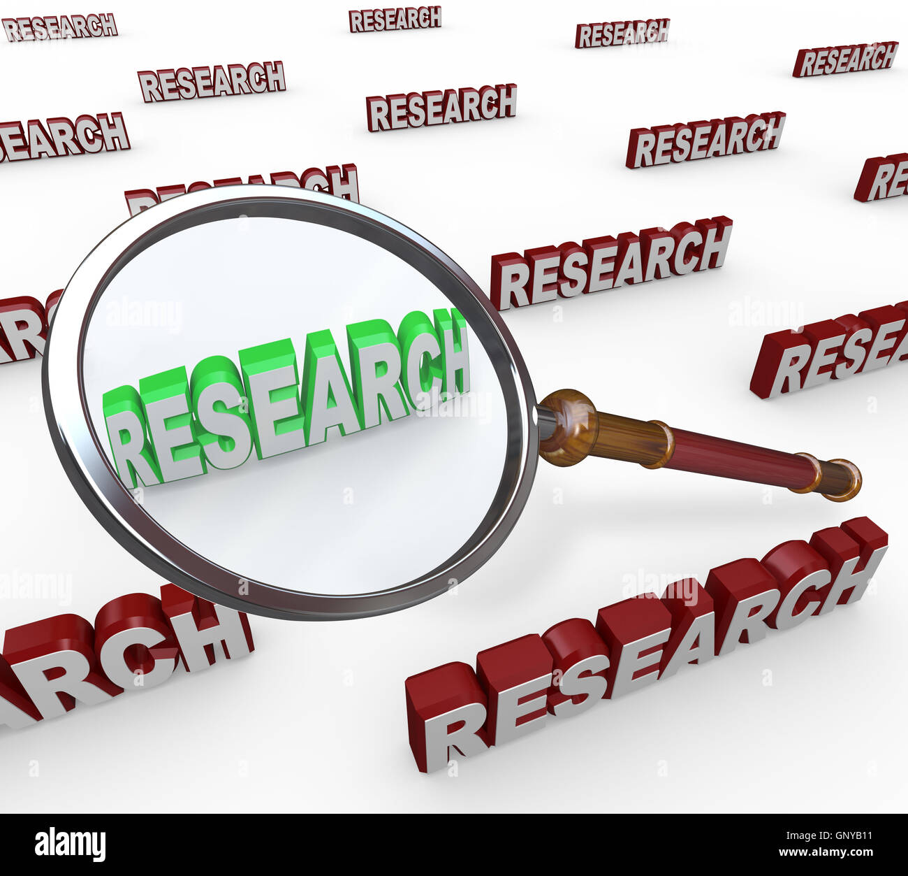 Research Word Magnifying Glass Search for Information Stock Photo - Alamy