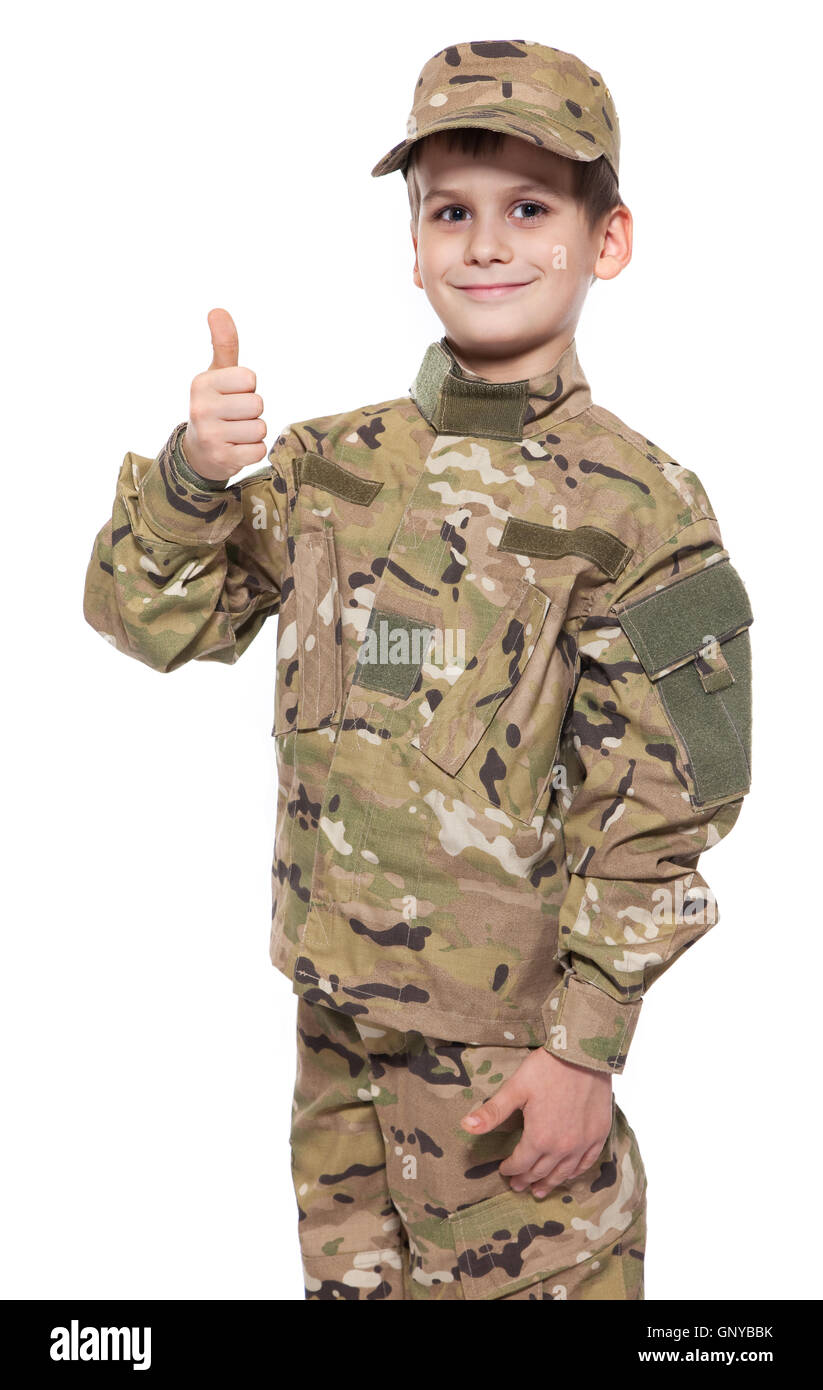 Saluting soldier. Young boy Stock Photo - Alamy