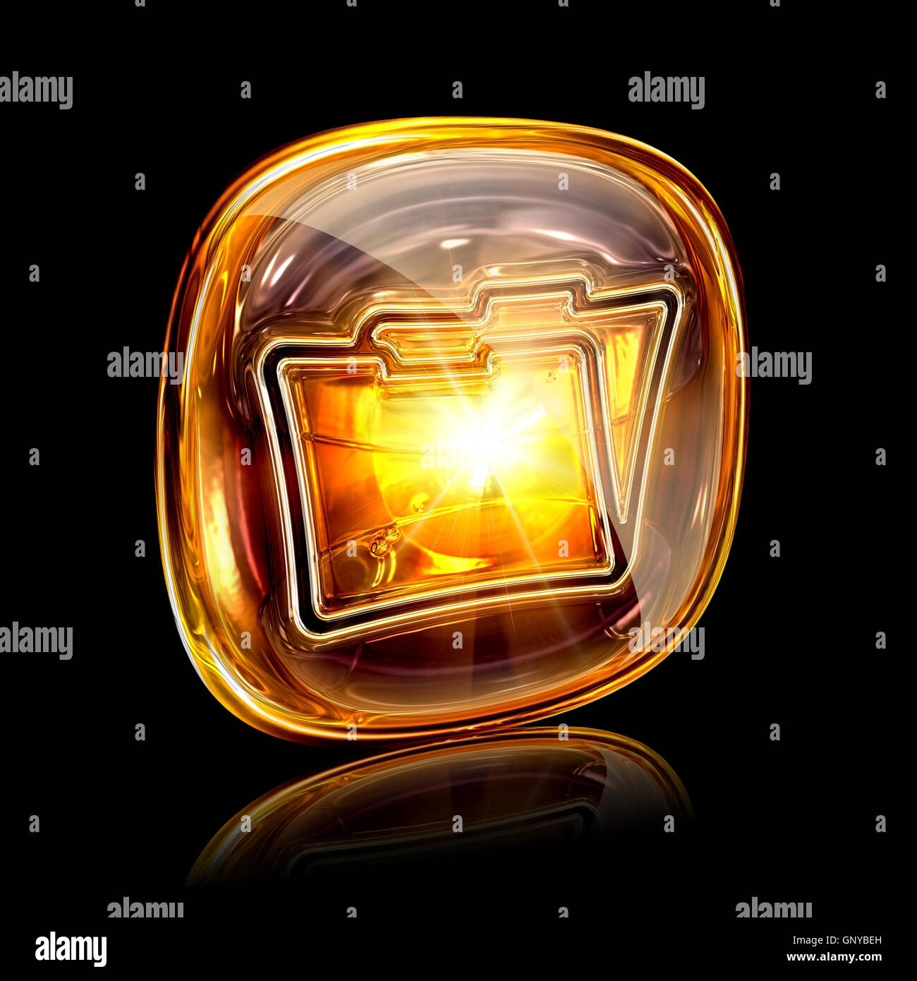 Folder icon amber, isolated on black background Stock Photo - Alamy