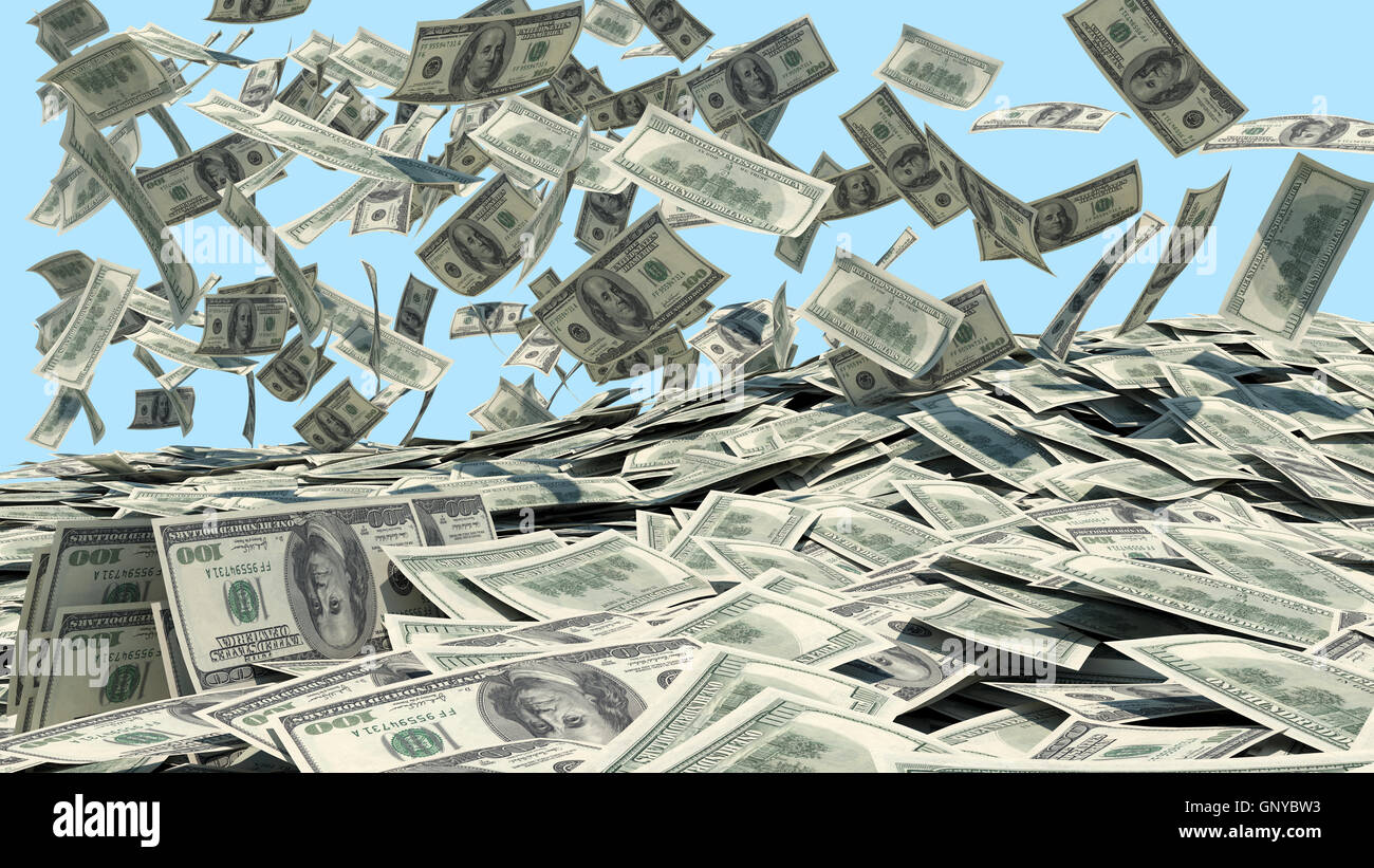 Money falling from the sky in a heap Stock Photo - Alamy