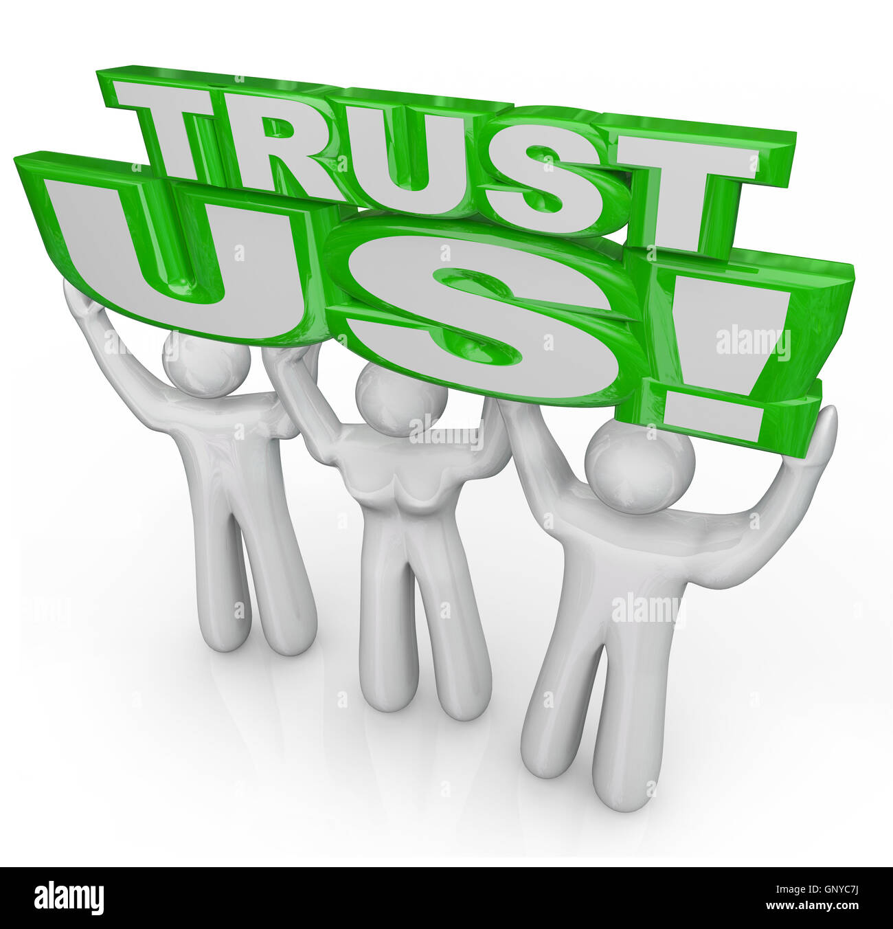 Trust Us Team of People Lift Words Promise Guarantee Stock Photo - Alamy