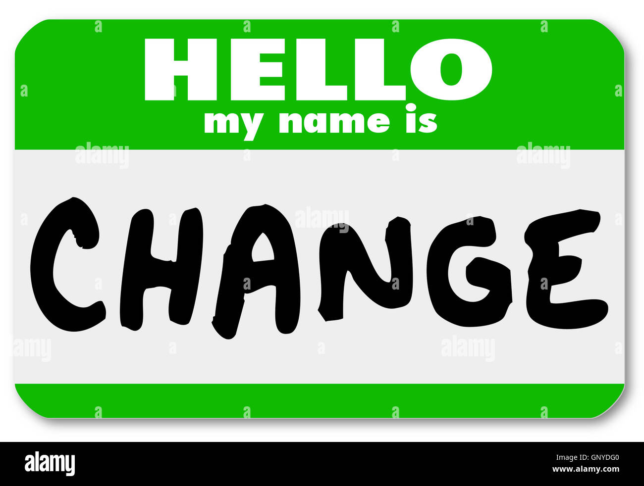 Nametag Hello My Name is Change Label Sticker Stock Photo - Alamy