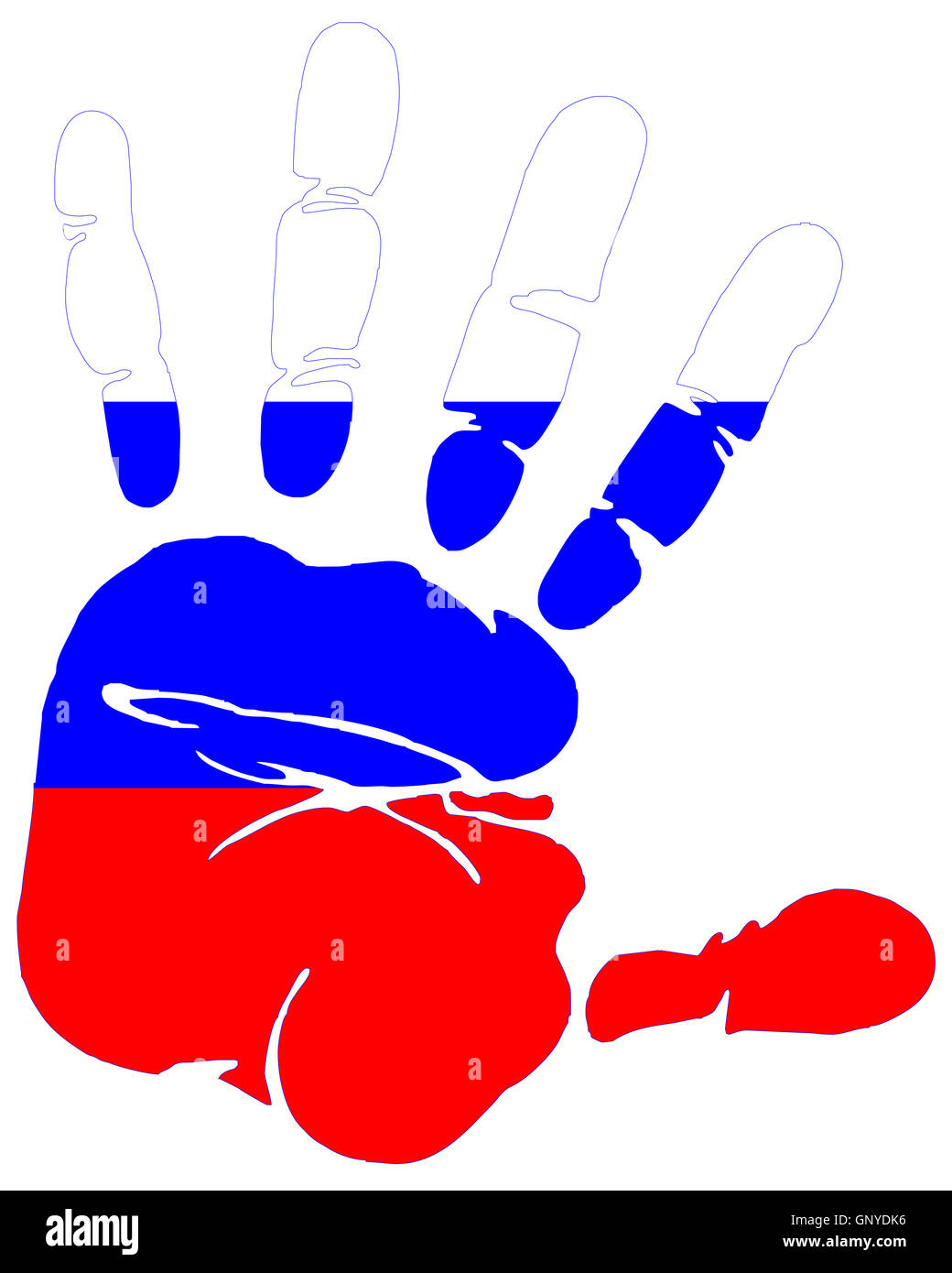 hand print flag of Russia Stock Photo - Alamy