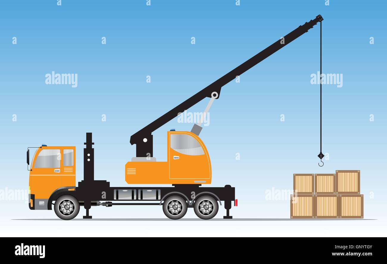 Side view of Crane truck Vector Illustration Stock Vector Image & Art ...