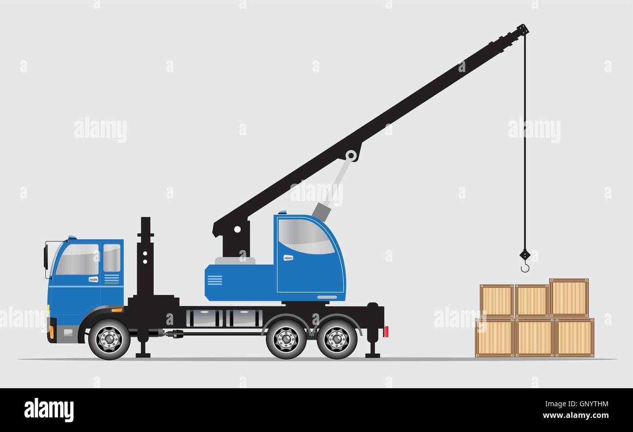 Side view of Crane truck Vector Illustration Stock Vector Image & Art ...