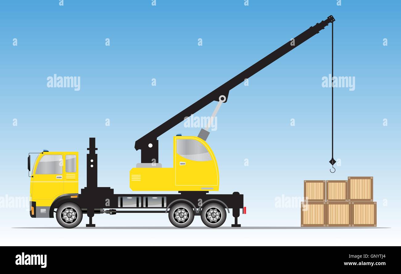 Side view of Crane truck Vector Illustration Stock Vector Image & Art ...