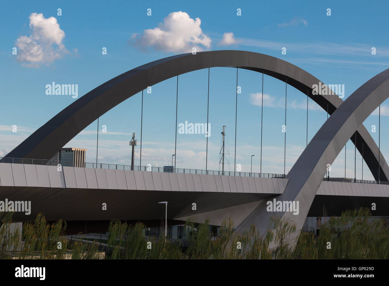 Modern City Bridge near Business Center Stock Photo - Alamy