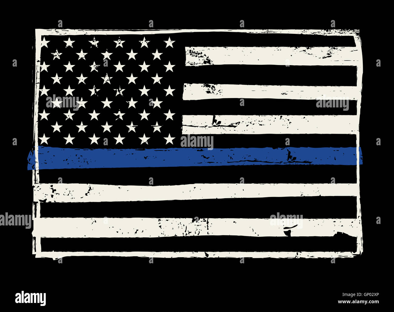 An American flag symbolic of support for law enforcement. Vector EPS 10 ...