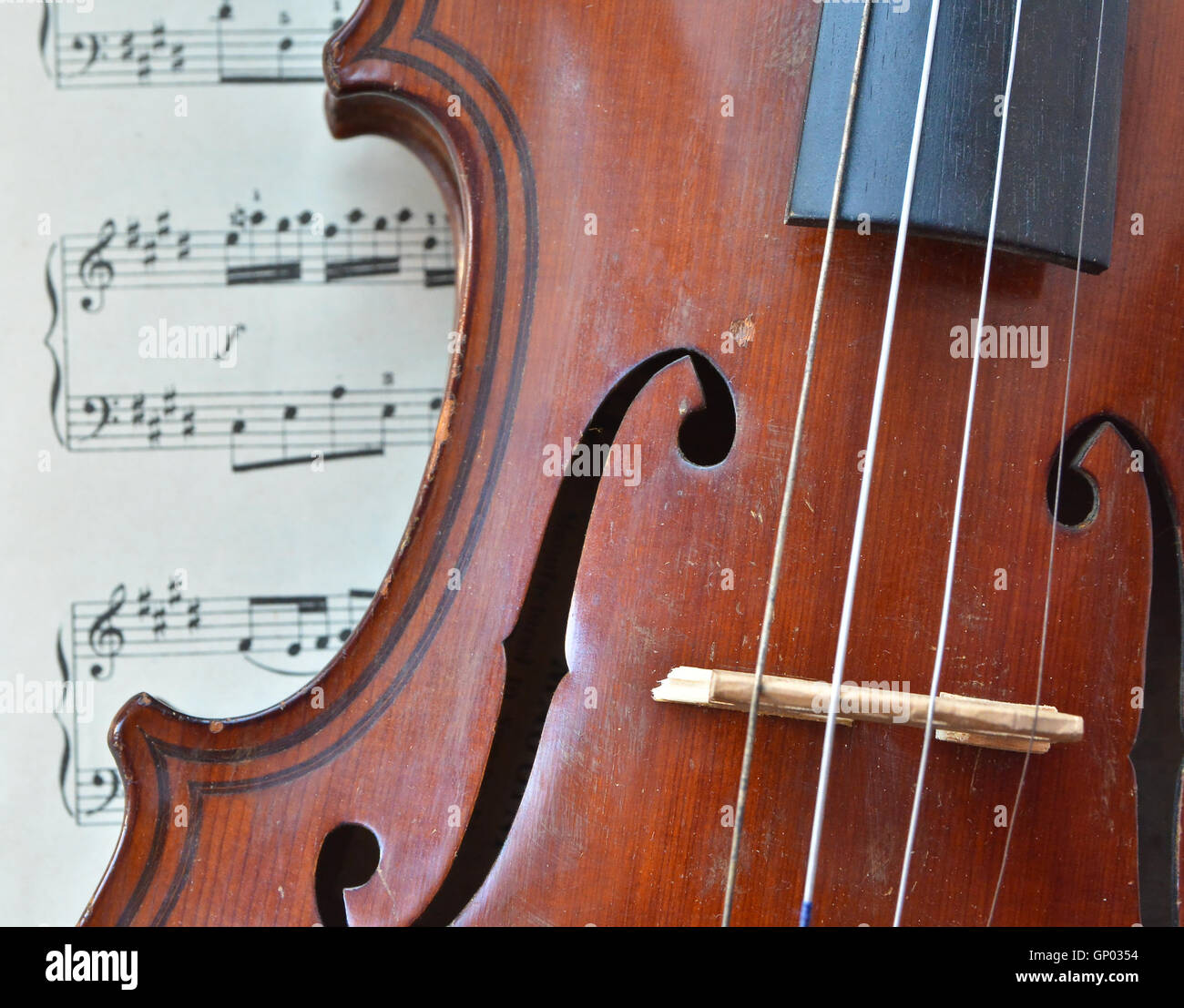 German ancient violin and notes. Old violin, copy of Majini made Saxony ...