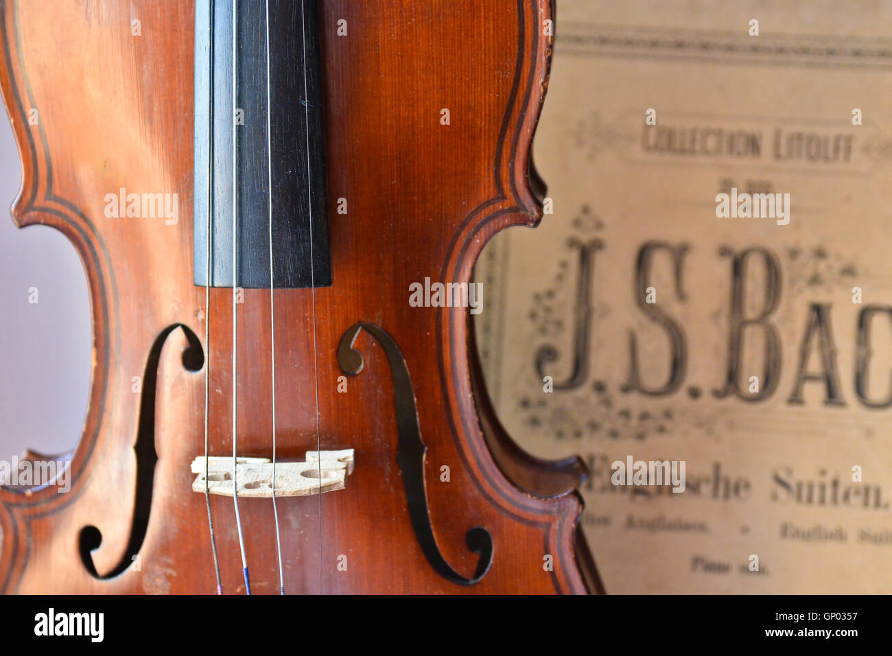 German ancient violin and notes. Old violin, copy of Majini made Saxony ...